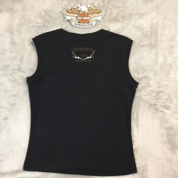 Harley-Davidson | Tops | Gold On Black Harley Tank | Poshmark
